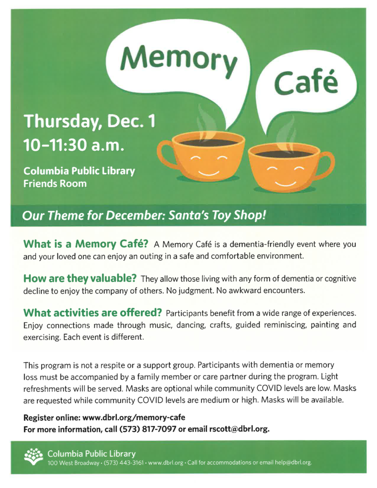 Memory Cafe 12/1/22-Columbia, MO - Missouri Association of Area ...